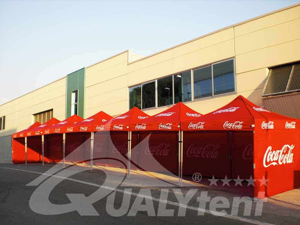 Carpas 3x3m rotuladas para Coca Cola fabricadas por Qualytent